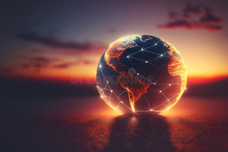 Earth with Internet Conection. Technology and Communication Concept ...