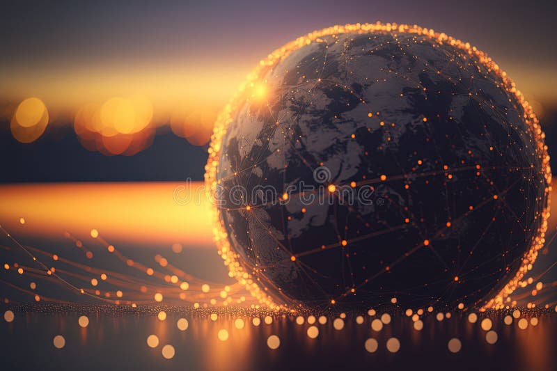 Earth with Internet Conection. Technology and Communication Concept ...