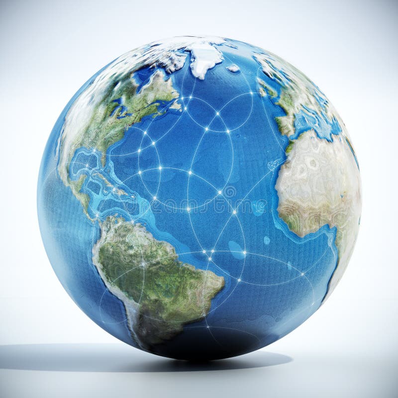 Earth with Intersecting Circles Isolated on White Background. 3D ...