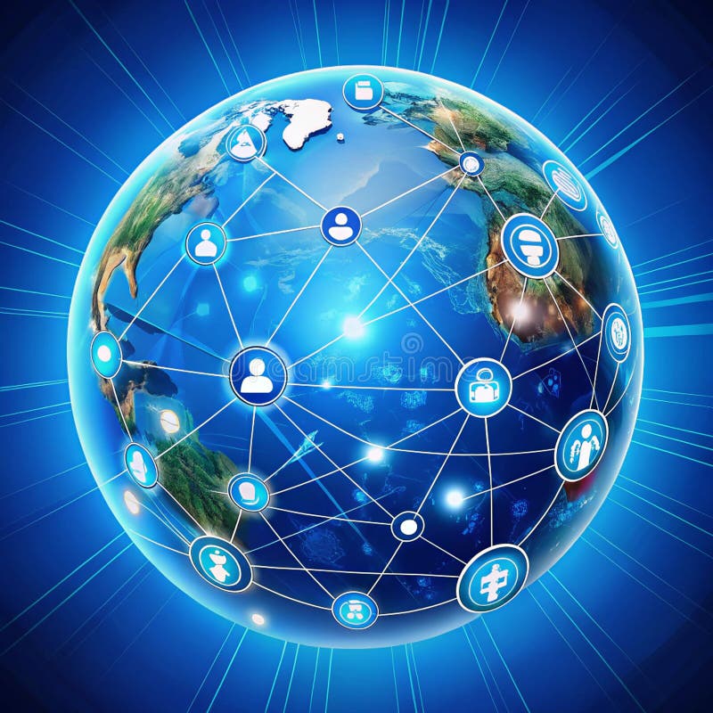 Earth and IoT Devices Connection Stock Illustration - Illustration of ...