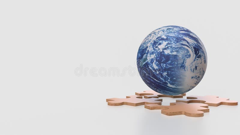 The Earth and Jigsaw for Eco Concept 3d Rendering Stock Illustration ...