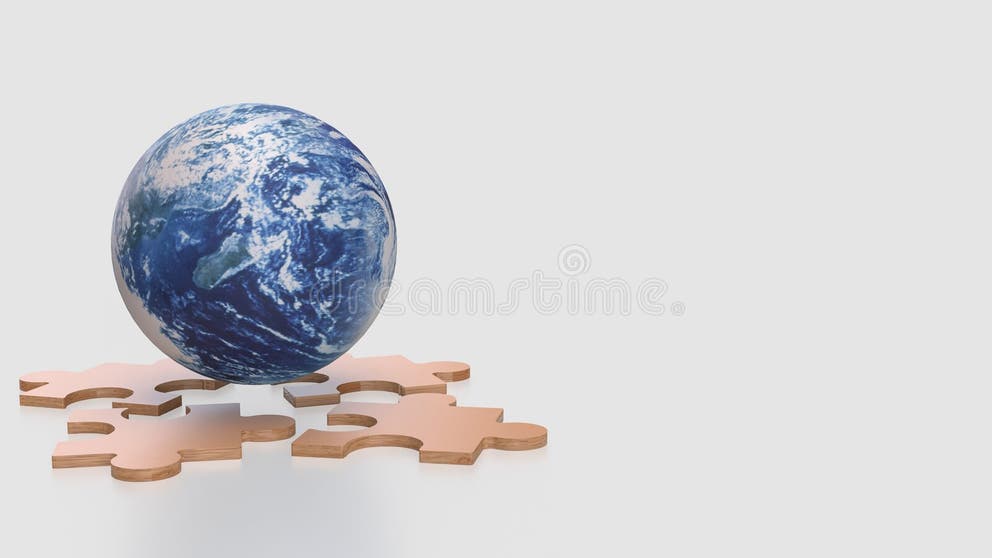 The Earth and Jigsaw for Eco Concept 3d Rendering Stock Illustration ...