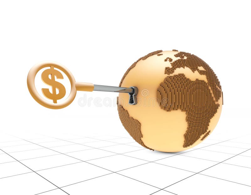 Earth and Key Dollar Currency Symbol, Global Economic Development and ...