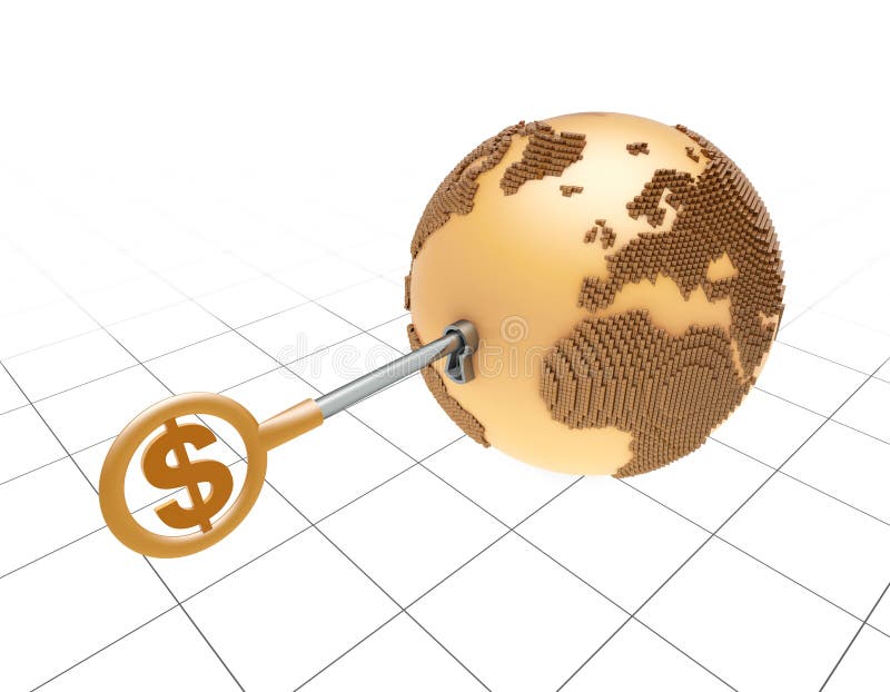 Earth and Key Dollar Currency Symbol, Global Economic Development and ...