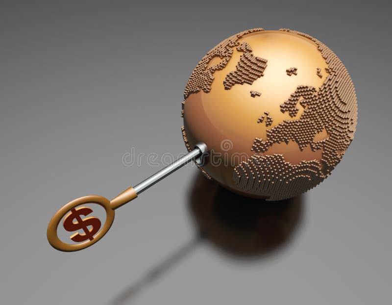 Earth and Key Dollar Currency Symbol, Global Economic Development and ...