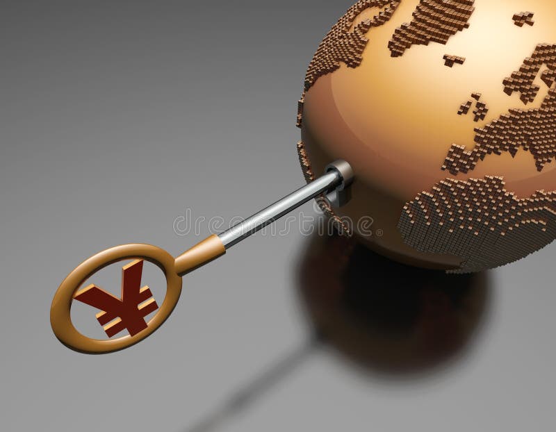 Earth and Key RMB Currency Symbol, Global Economic Development and ...
