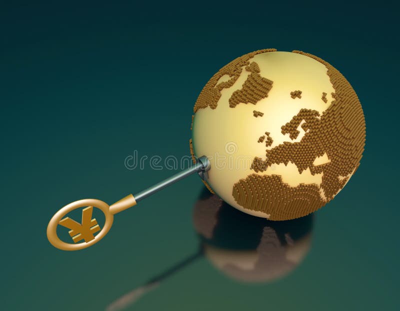 Earth and Key RMB Currency Symbol, Global Economic Development and ...