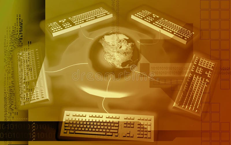 Earth and keyboard stock illustration. Illustration of cooperation ...