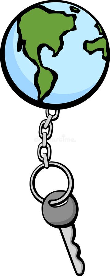 Earth Keychain and Key Vector Illustration Stock Vector - Illustration ...