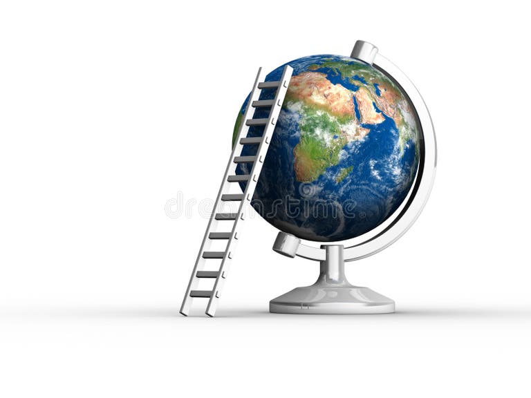 Earth with ladder stock illustration. Illustration of global - 11657586