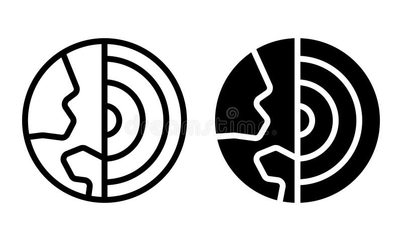 Earth Layers Icon with Outline and Glyph Style. Stock Vector ...