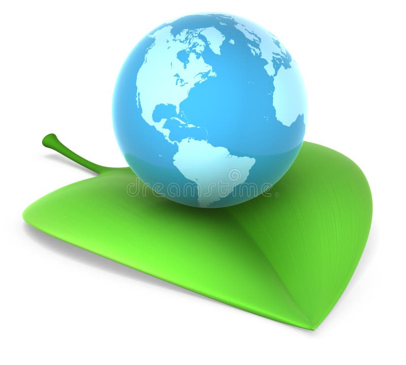 Earth on leaf stock illustration. Illustration of globe - 13748968