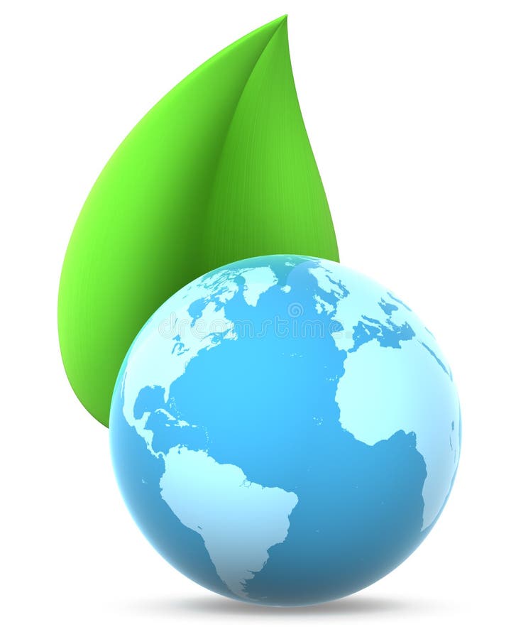 Earth with leaf stock illustration. Illustration of protection - 13749224