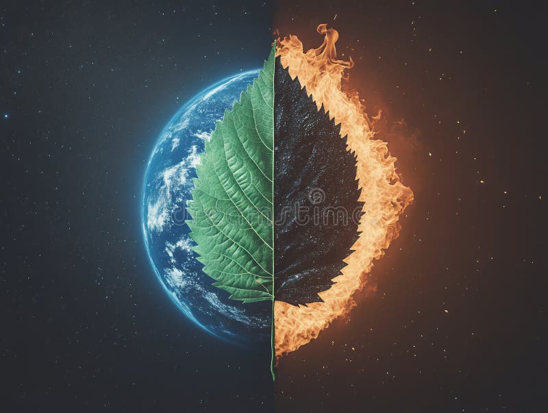 Planet Earth Half Hot and Half Cold. Climate Change Stock Image - Image ...