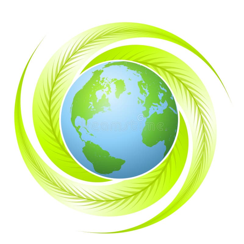 Earth with Leaf Swirls Logo Stock Illustration - Illustration of logos ...