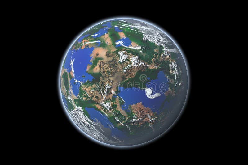 Earth-like Planet from Space Stock Illustration - Illustration of ...