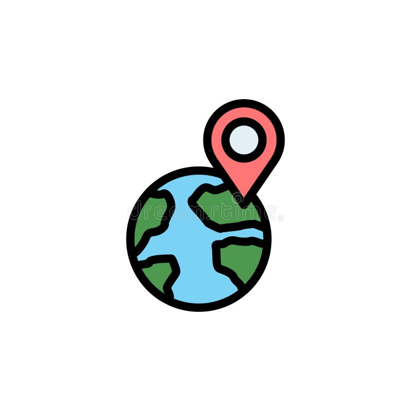 Earth Map with Location Point Marks Vector Line Illustration. Shipping ...