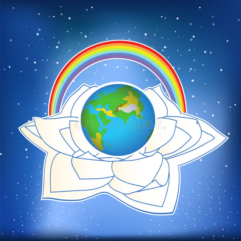 Earth on a lotus stock vector. Illustration of prosperity - 38485034