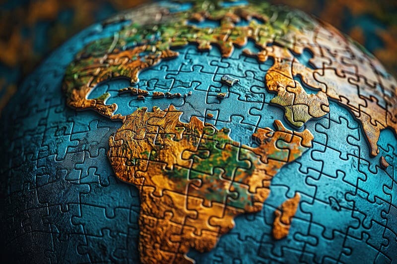 Earth Made of Jigsaw Puzzle. Generative Ai Stock Photo - Image of ...