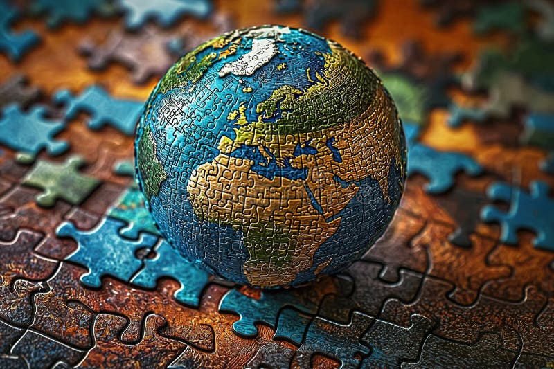 Earth Made of Jigsaw Puzzle. Generative Ai Stock Image - Image of ...