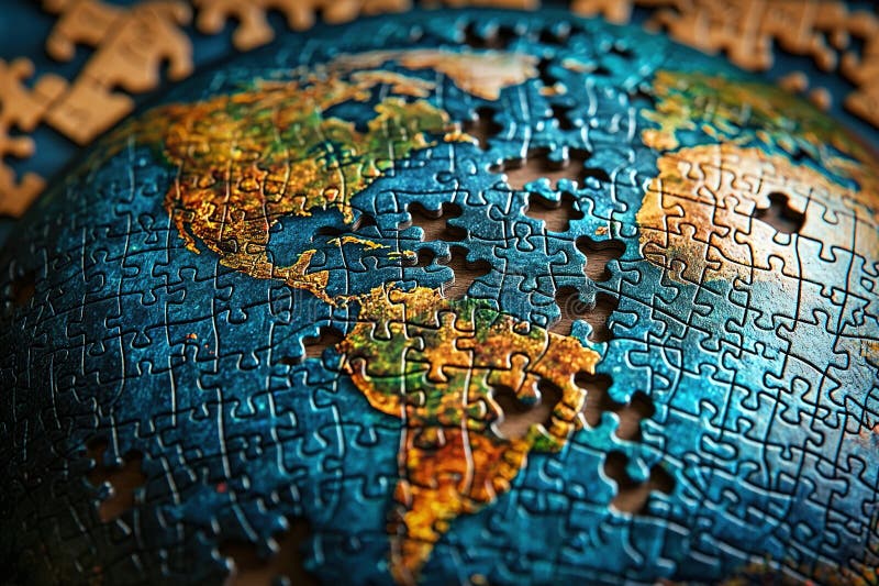 Earth Made of Jigsaw Puzzle. Generative Ai Stock Image - Image of ...