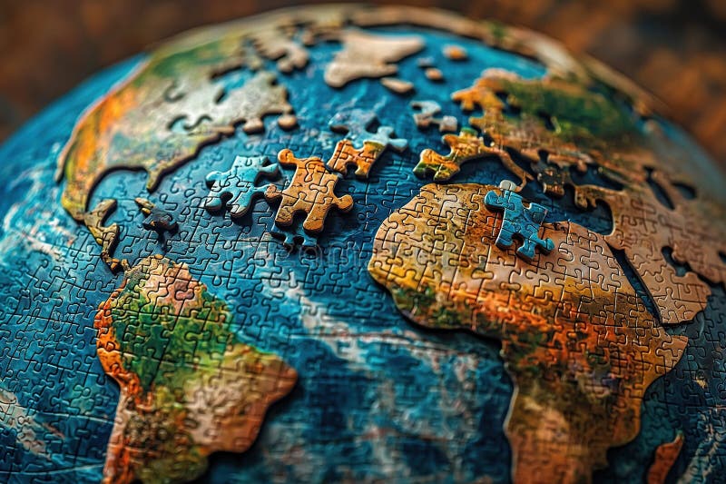 Earth Made of Jigsaw Puzzle. Generative Ai Stock Image - Image of west ...