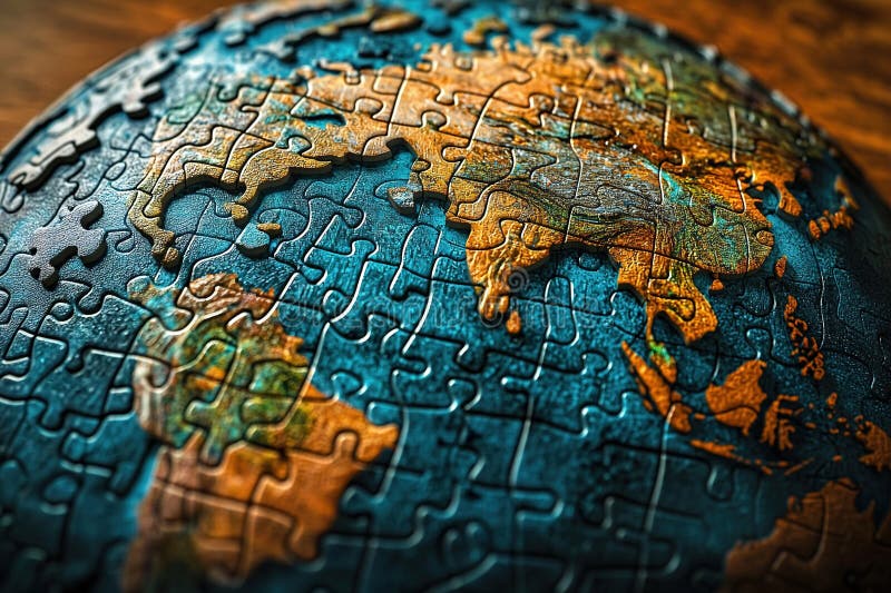 Earth Made of Jigsaw Puzzle. Generative Ai Stock Image - Image of ...