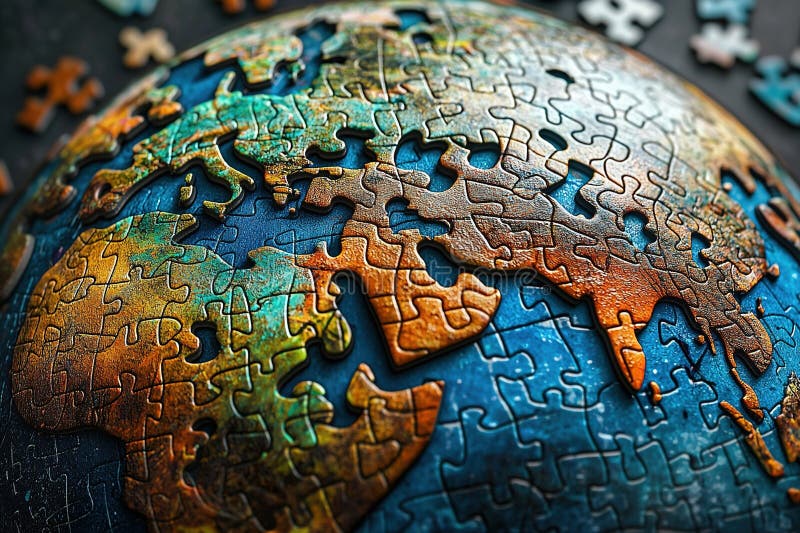 Earth Made of Jigsaw Puzzle. Generative Ai Stock Image - Image of ...