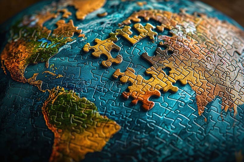 Earth Made of Jigsaw Puzzle. Generative Ai Stock Image - Image of ...