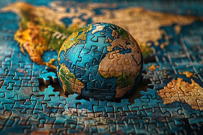 Earth Made of Jigsaw Puzzle. Generative Ai Stock Photo - Image of east ...