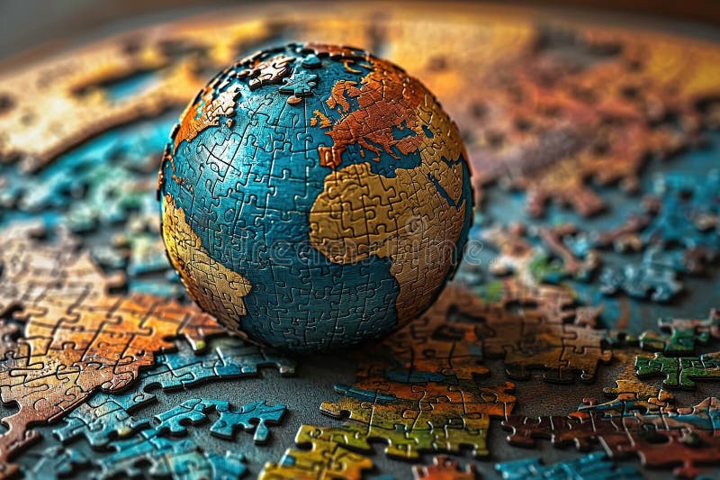 Earth Made of Jigsaw Puzzle. Generative Ai Stock Photo - Image of ...