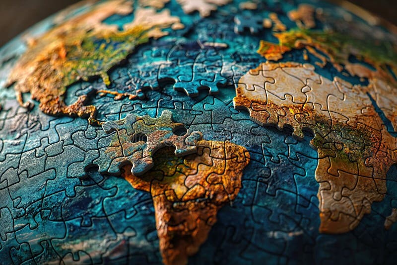 Earth Made of Jigsaw Puzzle. Generative Ai Stock Photo - Image of east ...