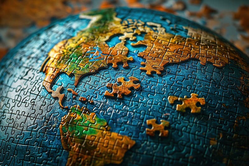 Earth Made of Jigsaw Puzzle. Generative Ai Stock Image - Image of ...