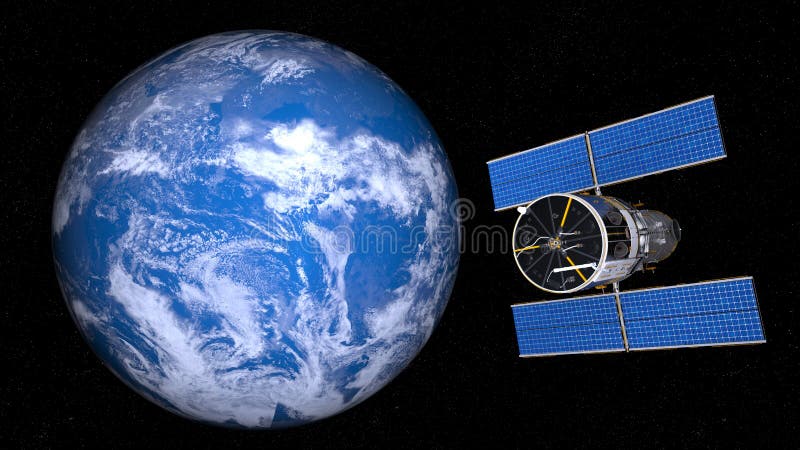 Earth and Man-made Satellite Stock Illustration - Illustration of ...