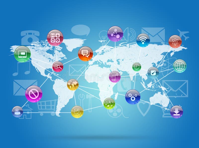 Internet Concept. Globe. Application Icons. Stock Vector - Illustration ...