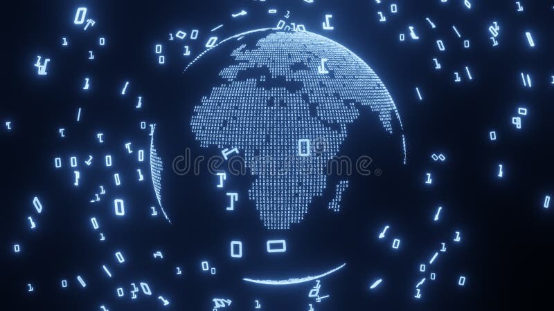 Earth Map Built by Digital Code, 3D Rendering Stock Illustration ...