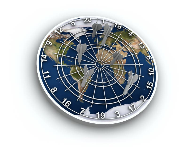 Earth Map Dart Board stock illustration. Illustration of business ...