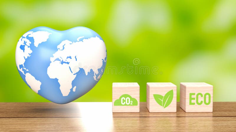 The Earth Map on Heart for Eco Concept 3d Rendering Stock Illustration ...