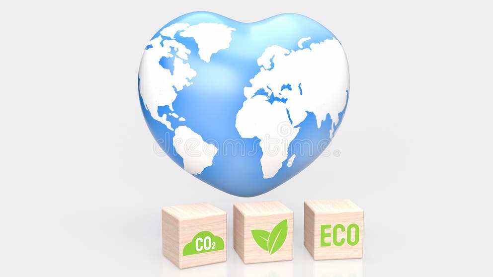 The Earth Map on Heart for Eco Concept 3d Rendering Stock Illustration ...