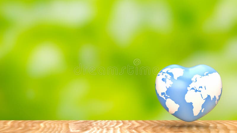 The Earth Map on Heart for Eco Concept 3d Rendering Stock Illustration ...