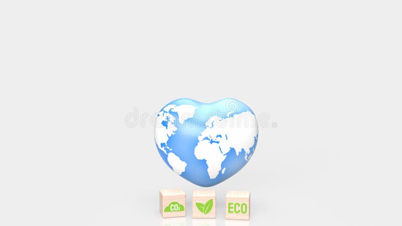 The Earth Map on Heart for Eco Concept 3d Rendering Stock Illustration ...