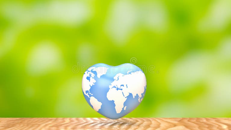 The Earth Map on Heart for Eco Concept 3d Rendering Stock Illustration ...