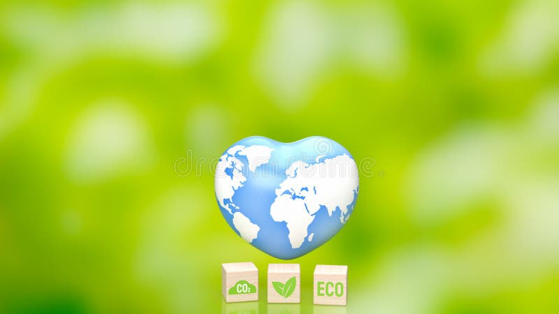 The Earth Map on Heart for Eco Concept 3d Rendering Stock Illustration ...