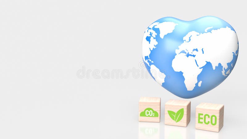 The Earth Map on Heart for Eco Concept 3d Rendering Stock Illustration ...