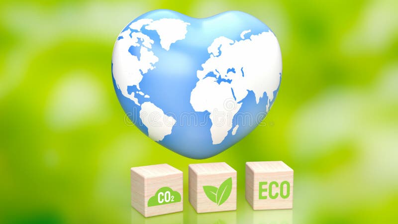 The Earth Map on Heart for Eco Concept 3d Rendering Stock Illustration ...