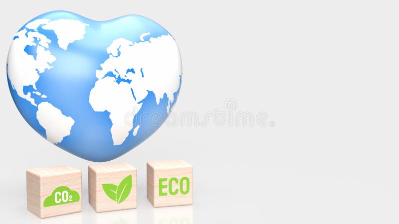 The Earth Map on Heart for Eco Concept 3d Rendering Stock Illustration ...