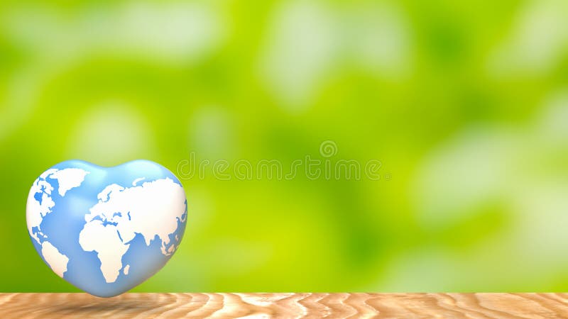 The Earth Map on Heart for Eco Concept 3d Rendering Stock Illustration ...