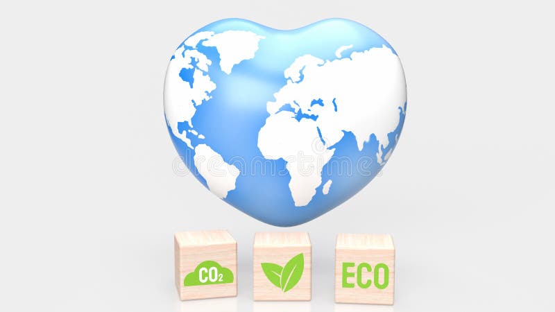 The Earth Map on Heart for Eco Concept 3d Rendering Stock Illustration ...