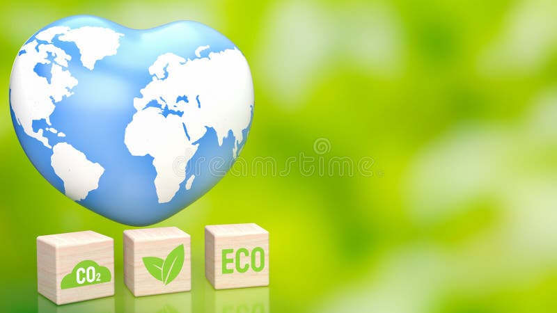 The Earth Map on Heart for Eco Concept 3d Rendering Stock Illustration ...