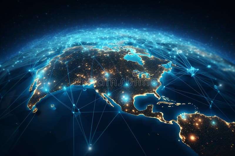 Earth Map Illustration with a Focus on Global. Generative Ai Stock ...